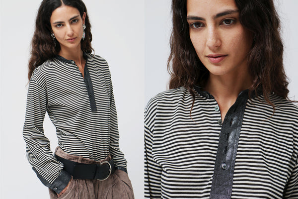 SC103 ~ Guardian Henley Stripe Top | MAIMOUN