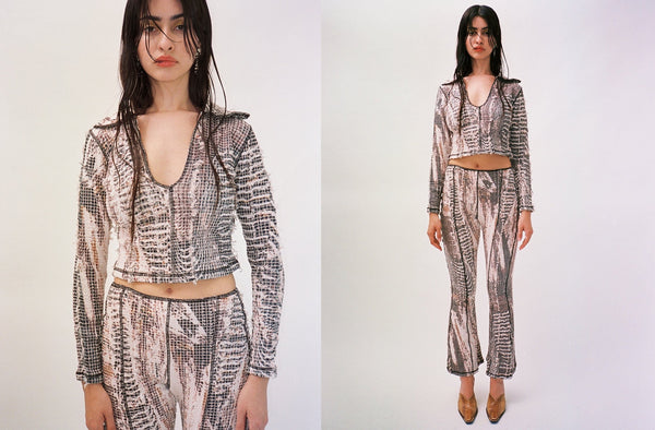 Luna Del Pinal ~ Topographic Long-Sleeve Polo | MAIMOUN